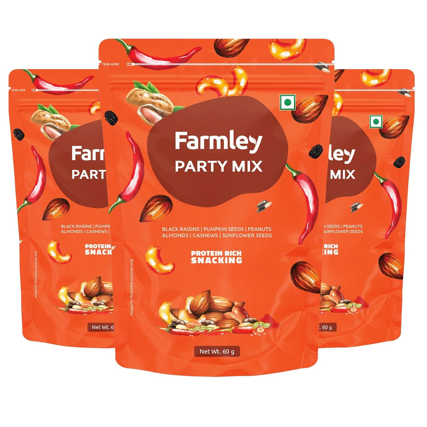 Farmley Party Mix 180g | Mixed Nuts | Healthy Snacks Contains Mixed Dry ...