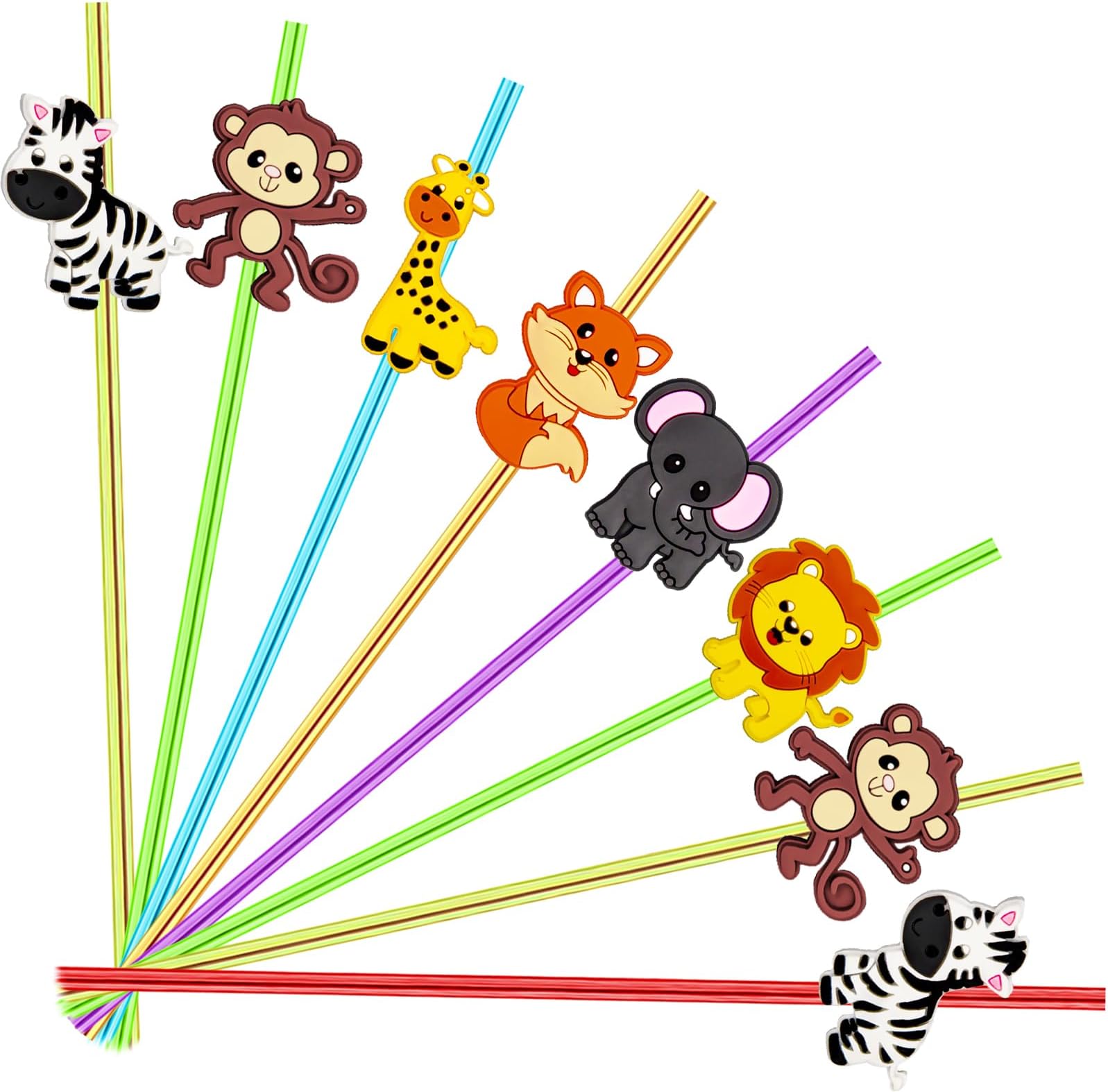 Amazon.com: 24pcs Reusable Forest Animals Crazy Straws, Drink Cocktail ...