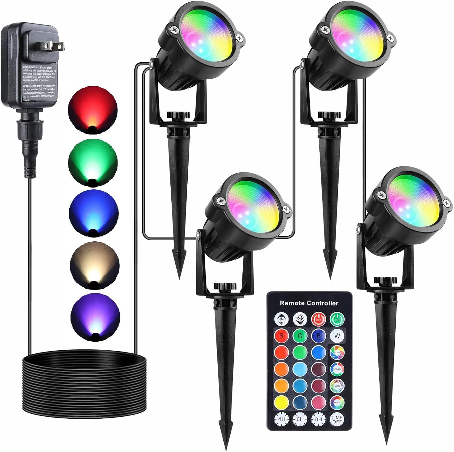 Smiful Yard Spot Lights Outdoor, 20W RGB Colored Landscape Lights with ...