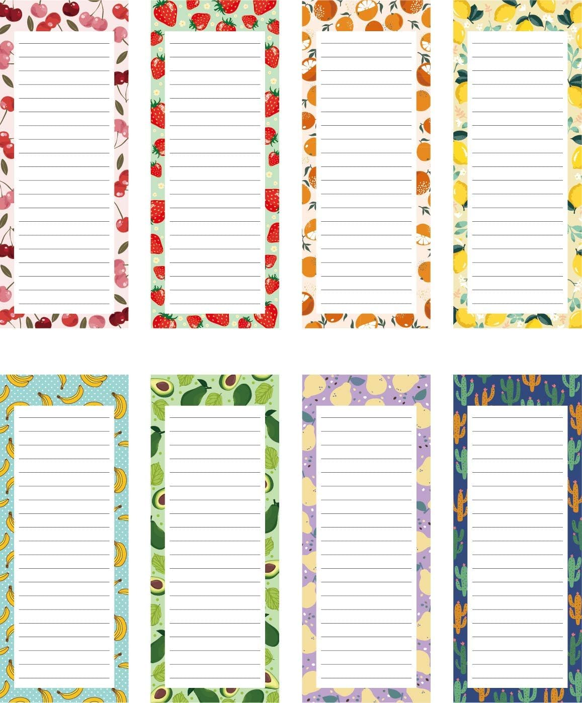 8 Pack Magnetic Notepads for Fridge, to Do List, Grocery List, Shopping ...