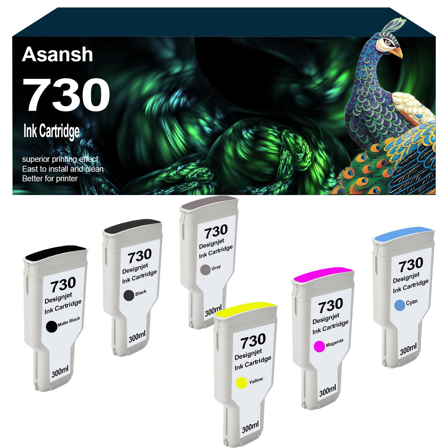 Amazon.com: ASANSH 6PK Remanufactured 730 Photo Ink Cartridge Use for ...