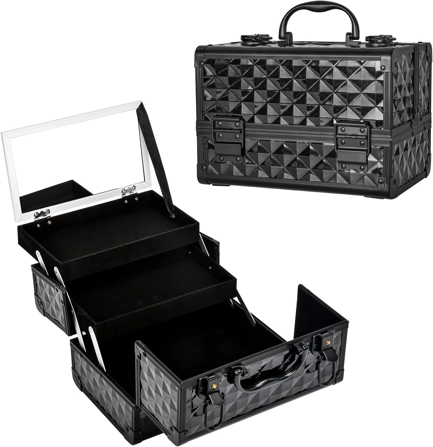 Amazon.com : Joligrace Makeup Box Cosmetic Train Case Jewelry Organizer ...