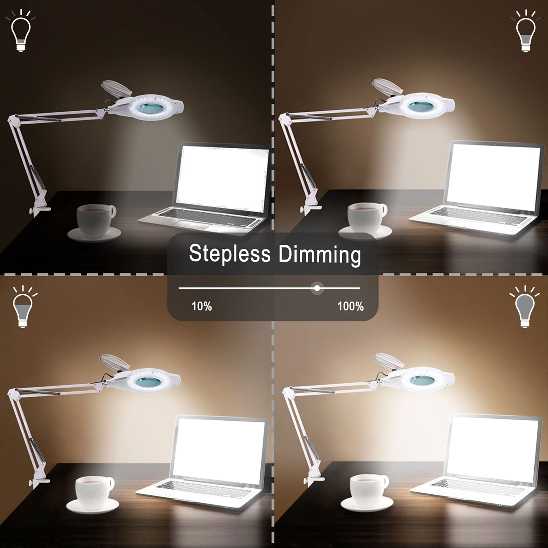 LED Magnifying Lamp with Clamp, KIRKAS 2,200 Lumens Dimmable Super ...