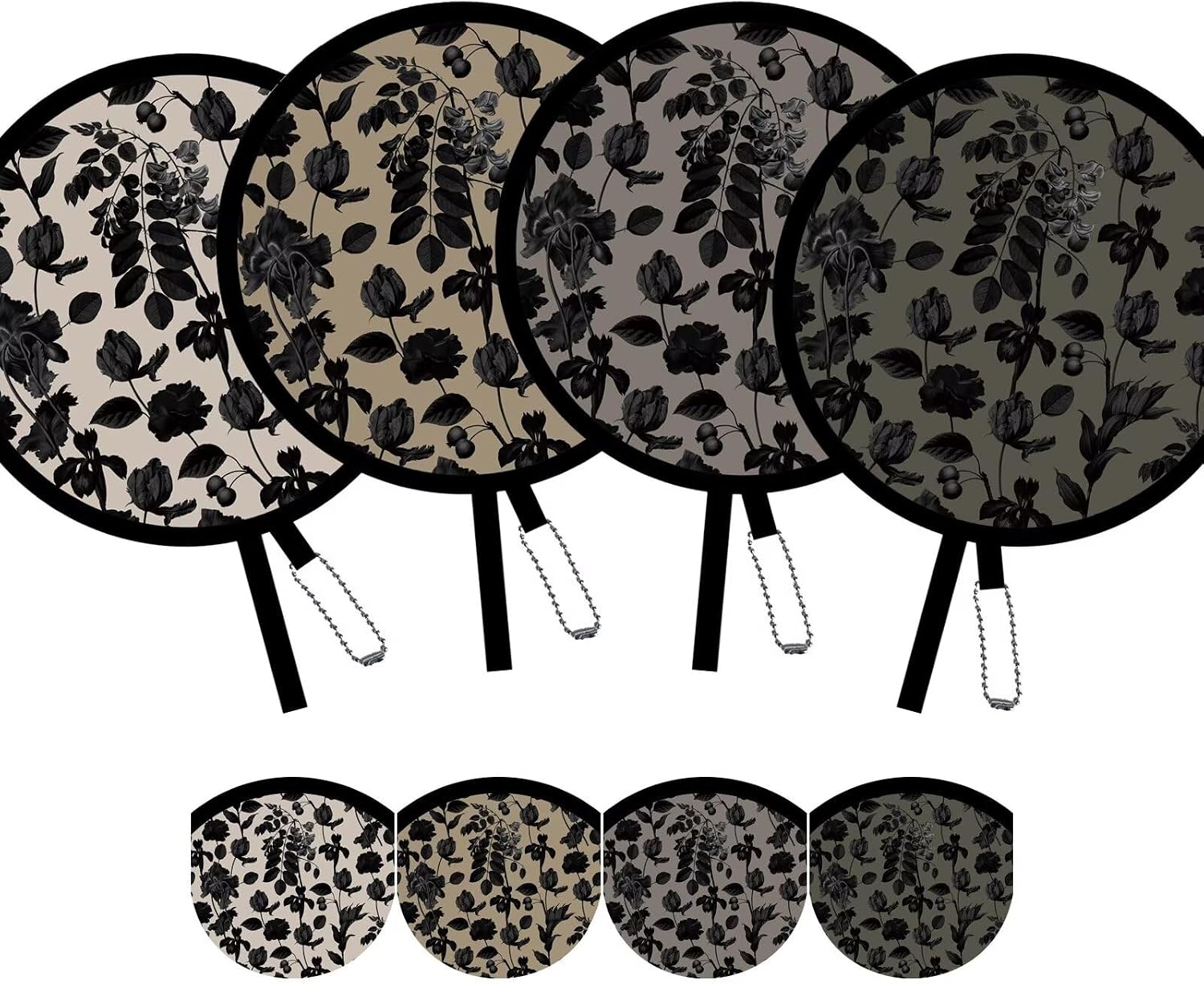 Amazon.com: SUJJY 4 Pack Elegant Black Plant Foldable Hand Fans ...