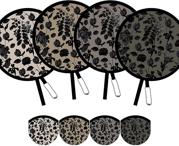 Amazon.com: SUJJY 4 Pack Elegant Black Plant Foldable Hand Fans ...
