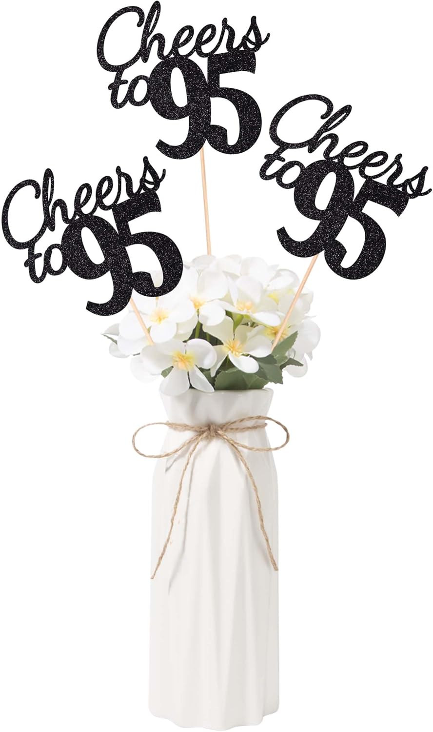 Amazon.com: Gexolenu Cheers to 95, 10 Pack Double-Sided Black Glitter ...