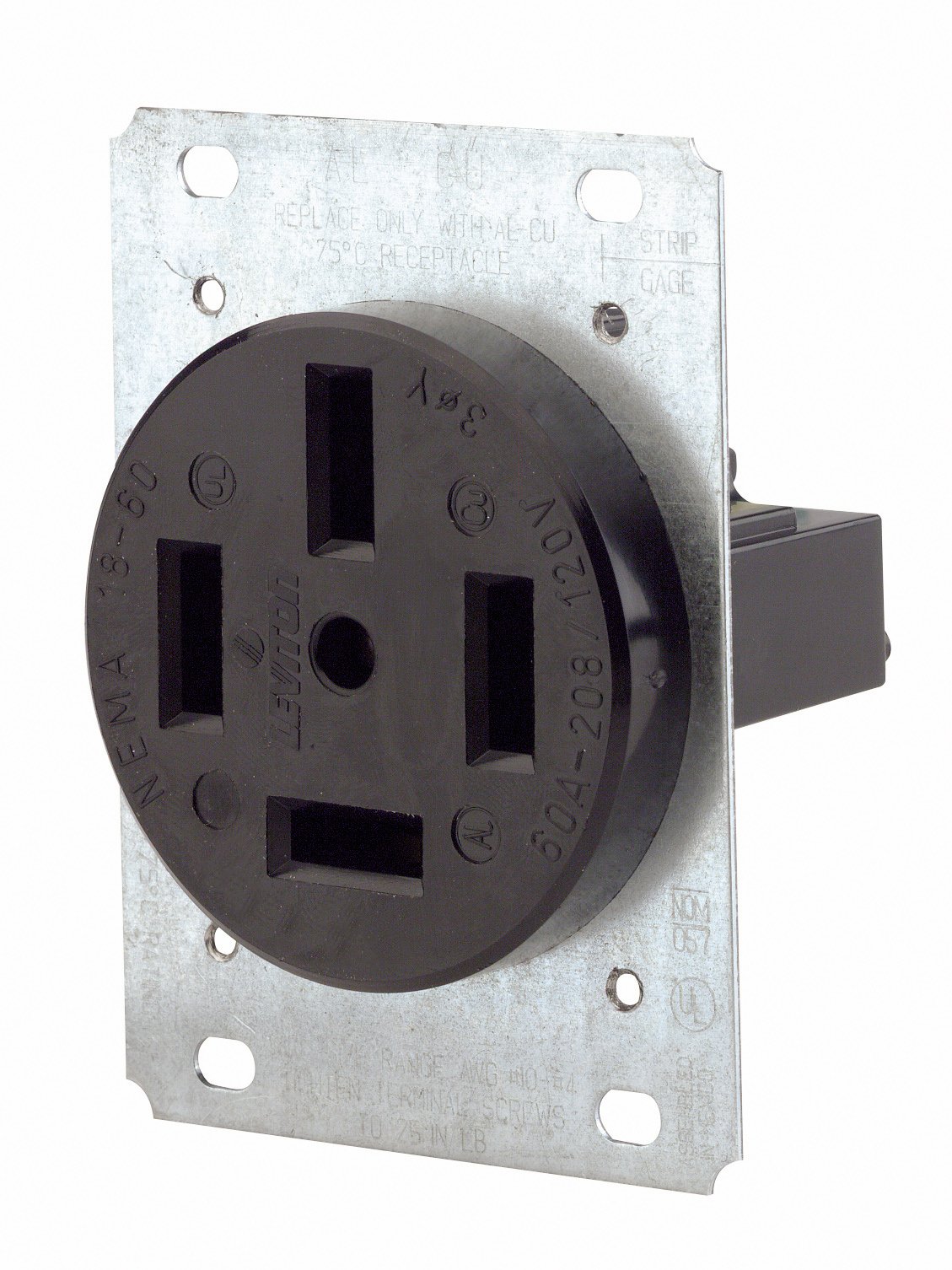Leviton 8360 60 Amp, 120/208 Volt, Flush Mounting Receptacle, Straight ...