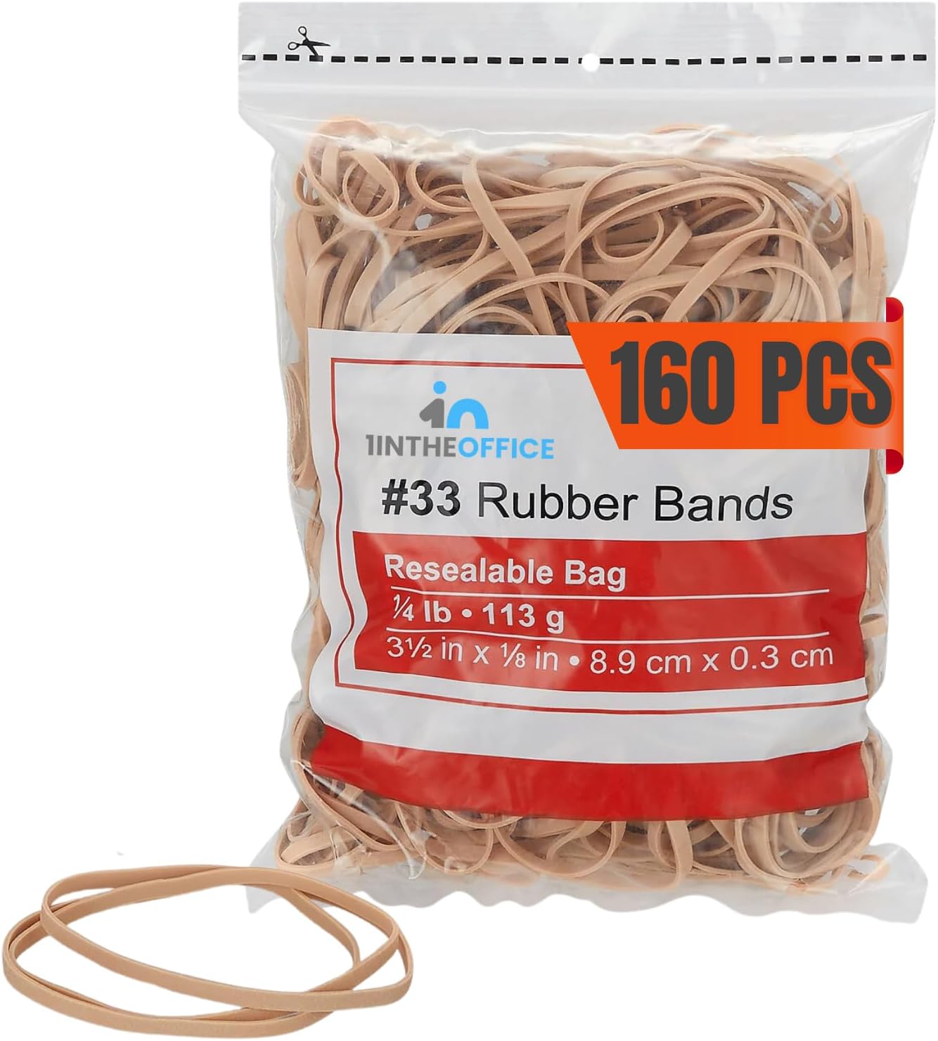 Amazon.com: 1InTheOffice Rubber Bands #33, 160 Count, 1/4lb, Beige ...