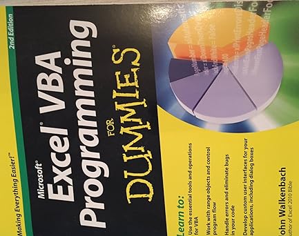 Excel VBA Programming For Dummies®: Amazon.co.uk: Walkenbach, John: 8580001054803: Books