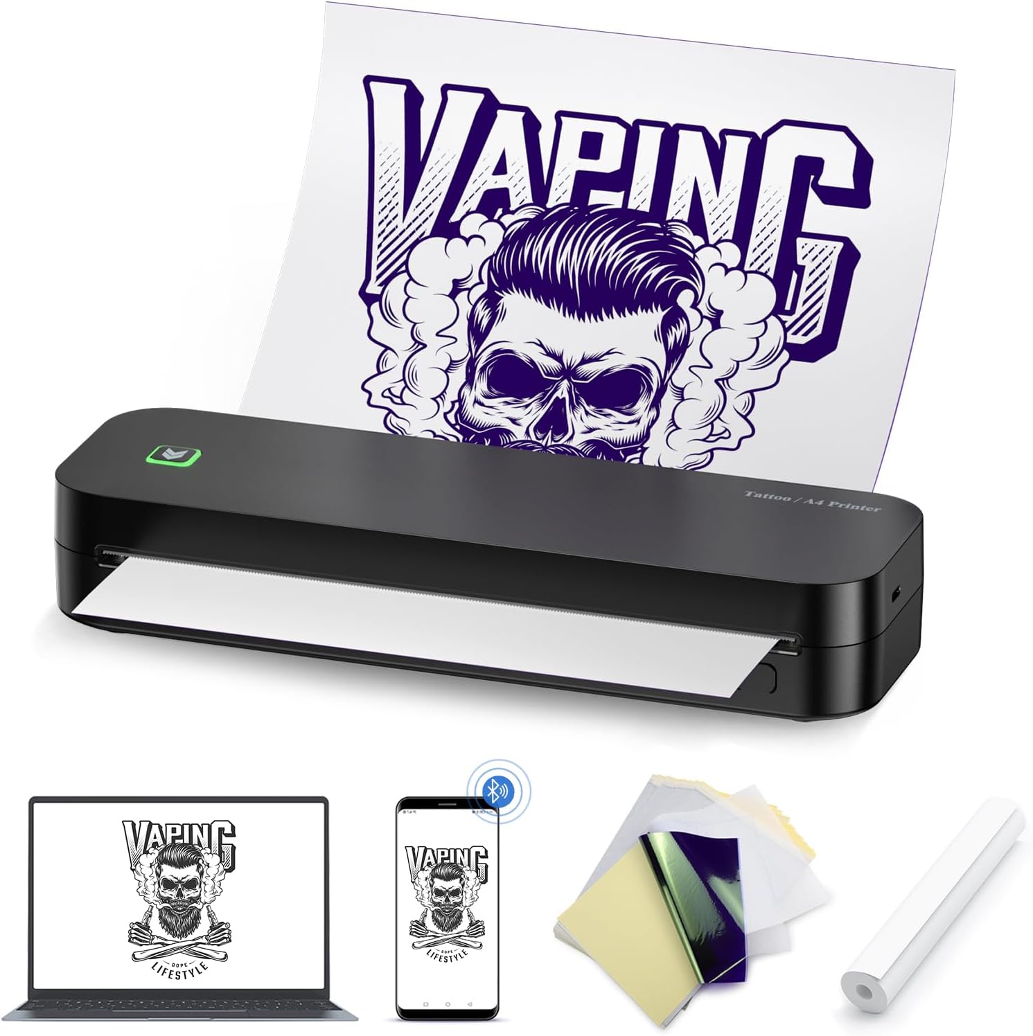 BIOMASER Wireless Tattoo Stencil Printer- Bluetooth Tattoo Transfer ...