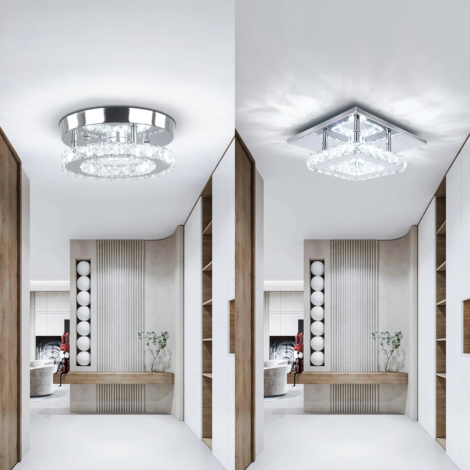 diisunbihuo Mini Round LED Crystal Chandelier and Square LED Crystal ...