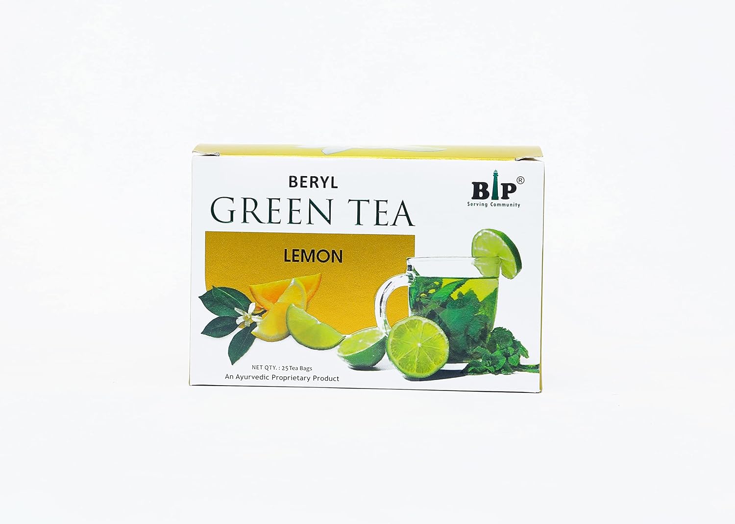 BERYL INDIA PHARMACEUTICALS Green Tea Lemon 25 Tea Bags Ayurvedic Made ...