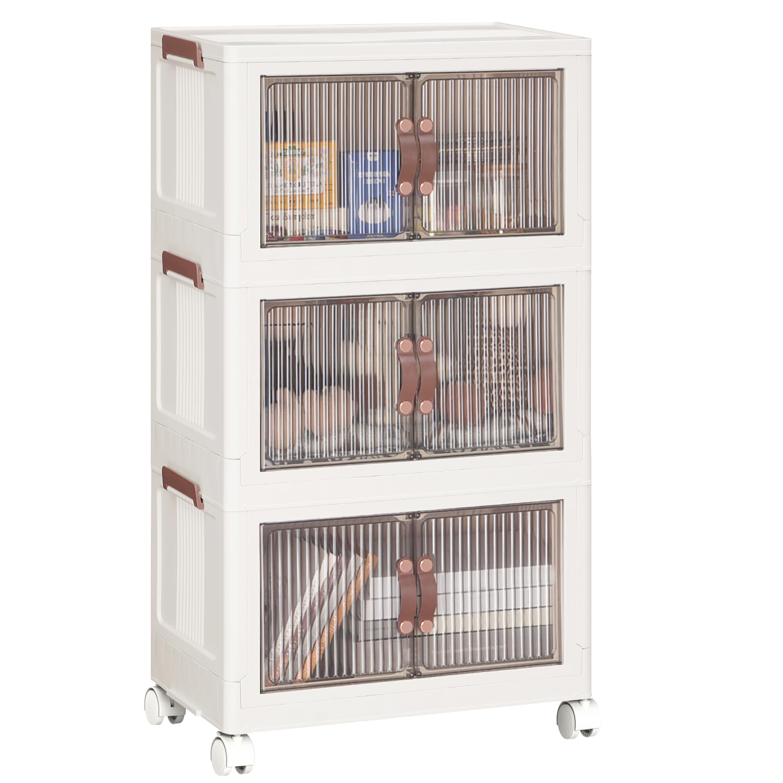 HOOBRO 11 Gal Plastic Storage Bins with Lids, 3 Packs Folding Storage ...