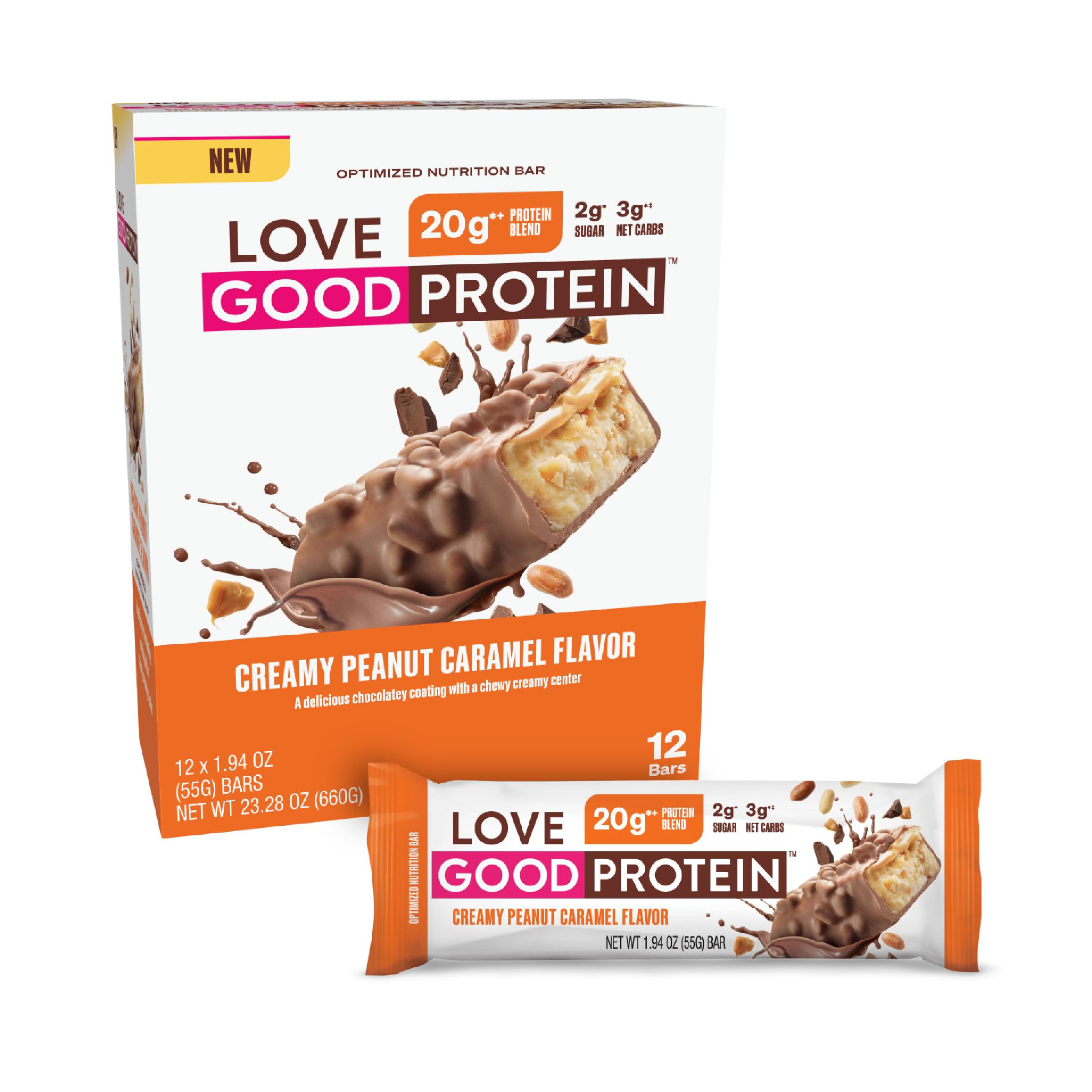 Amazon.com : Love Good Fats High Protein Bars - Peanut Caramel Protein ...