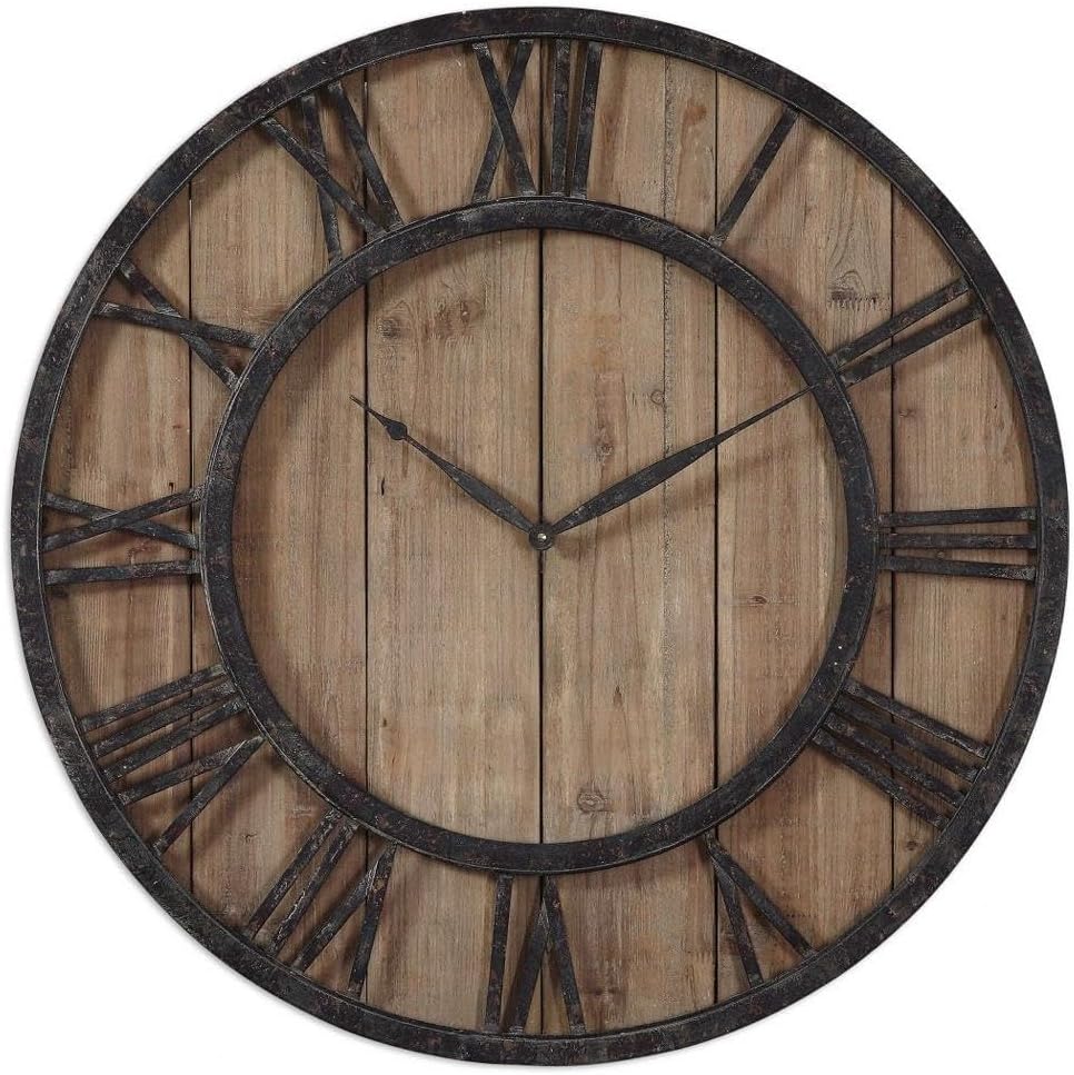 Amazon.com: Uttermost Powell 30" Round Wooden Wall Clock : Home & Kitchen