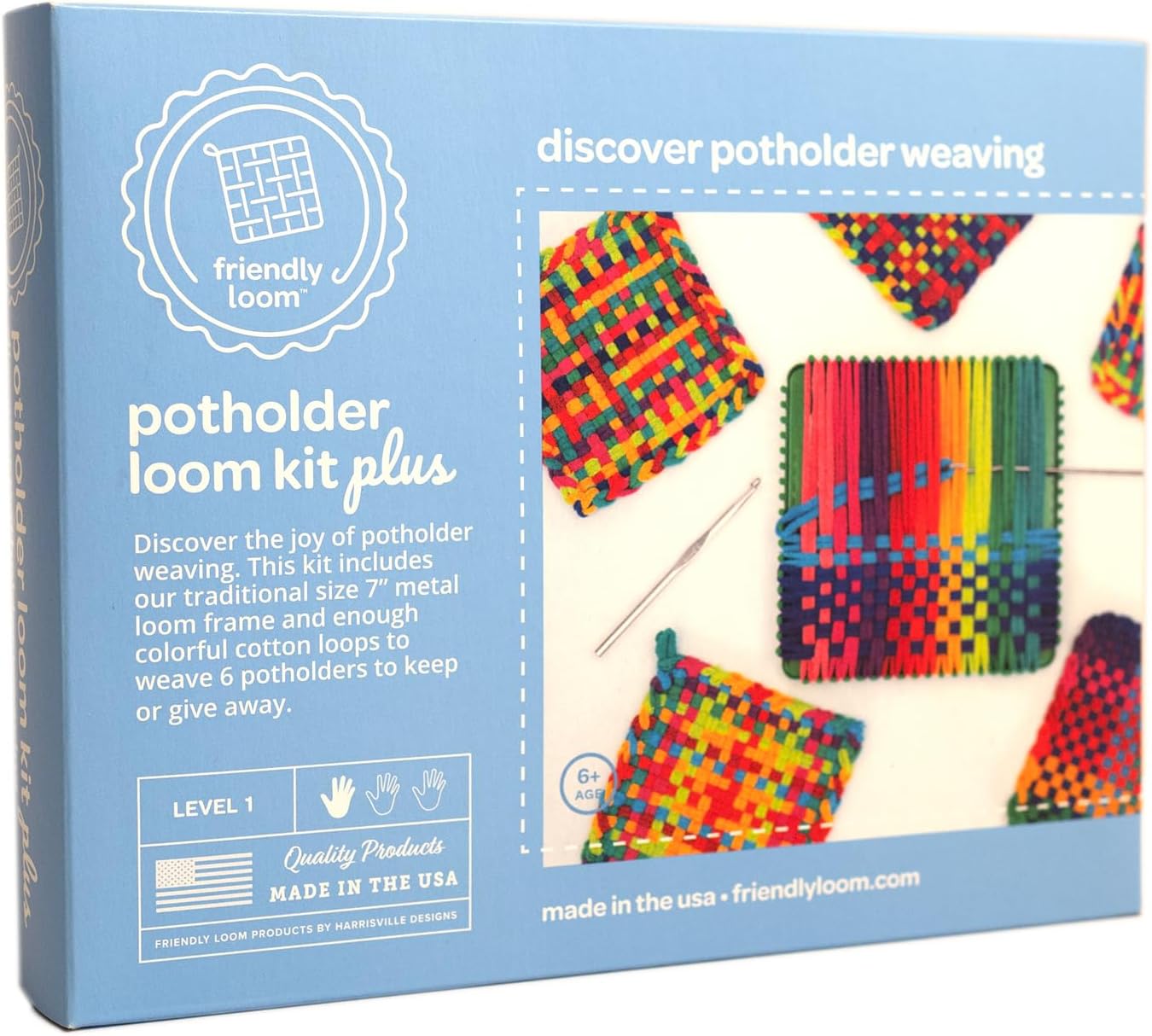 Amazon.com: Friendly Loom | 7" Traditional Potholder Loom Kit Plus ...