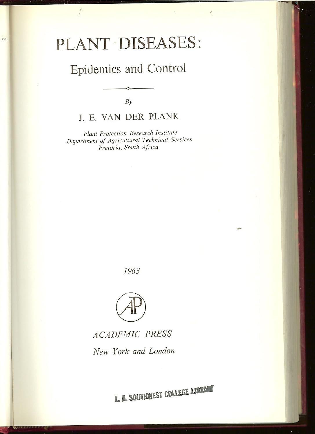 Vanderplank Plant Diseses: J. E. Van Der Plank: 9780127114507: Amazon ...