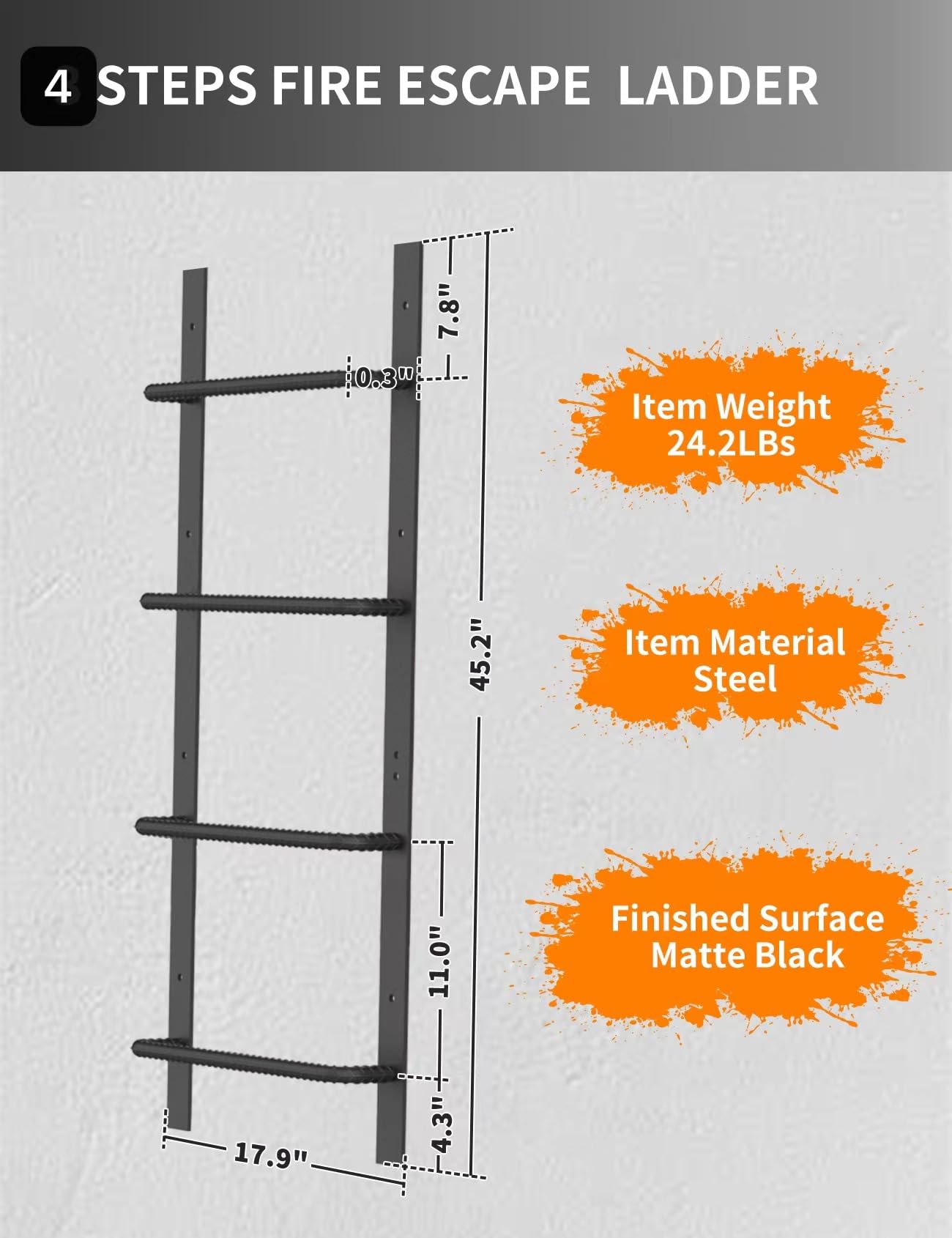 Snapklik.com : 4-Rung Window Well Ladder, Heavy Duty Steel Basement ...