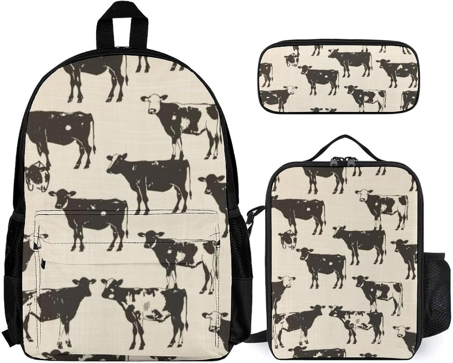 Amazon.com: DamTma Cow Backpack with Lunch Box Pencil Case Farm Animals ...