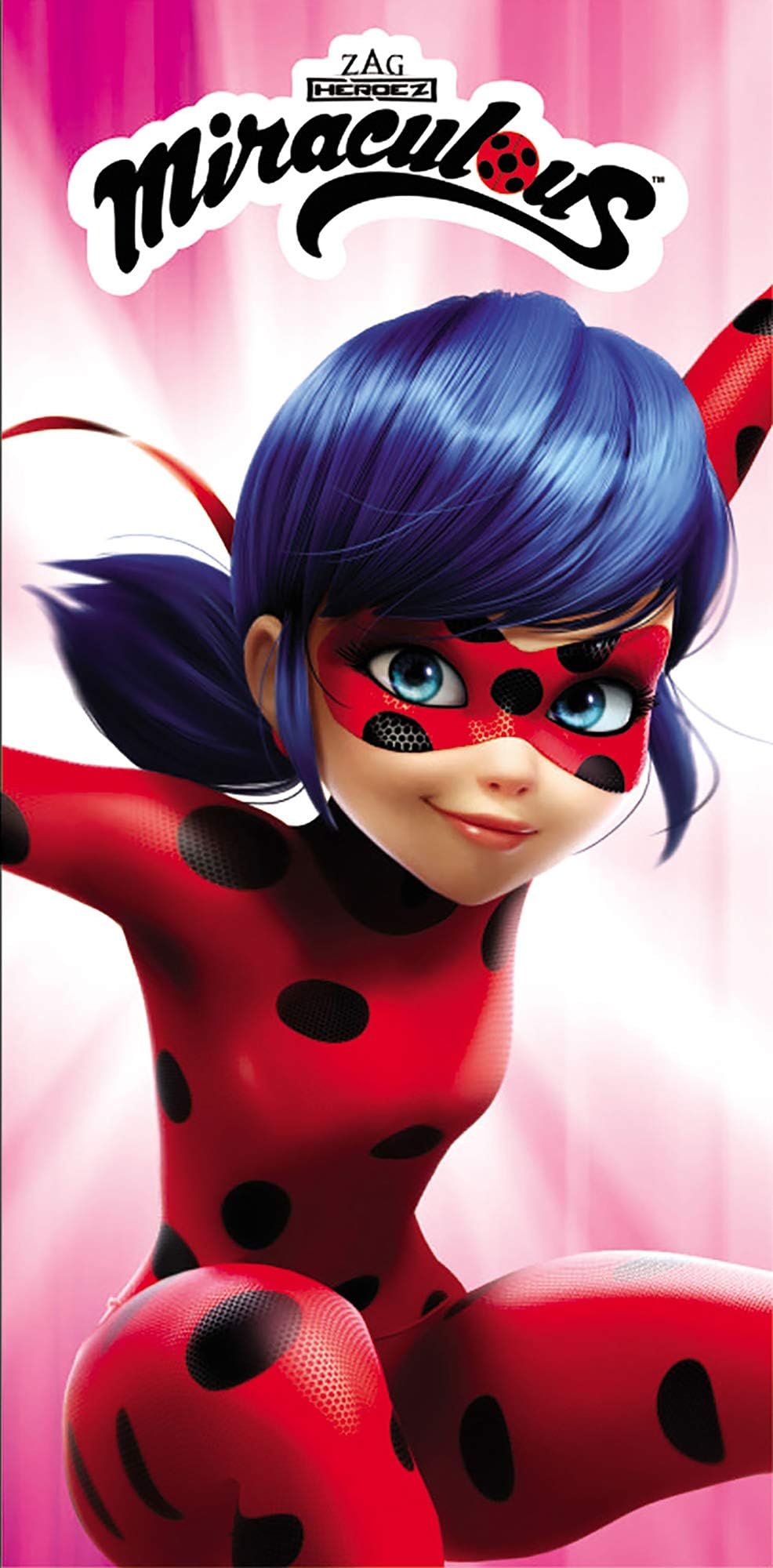 Miraculous Ladybug Serviette de Bain, Serviette de Plage, 70 x 140 cm ...