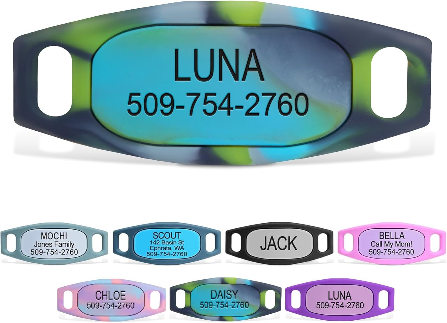 Amazon.com : GoTags Silent Dog Tag, Personalized Engraved Silicone and ...
