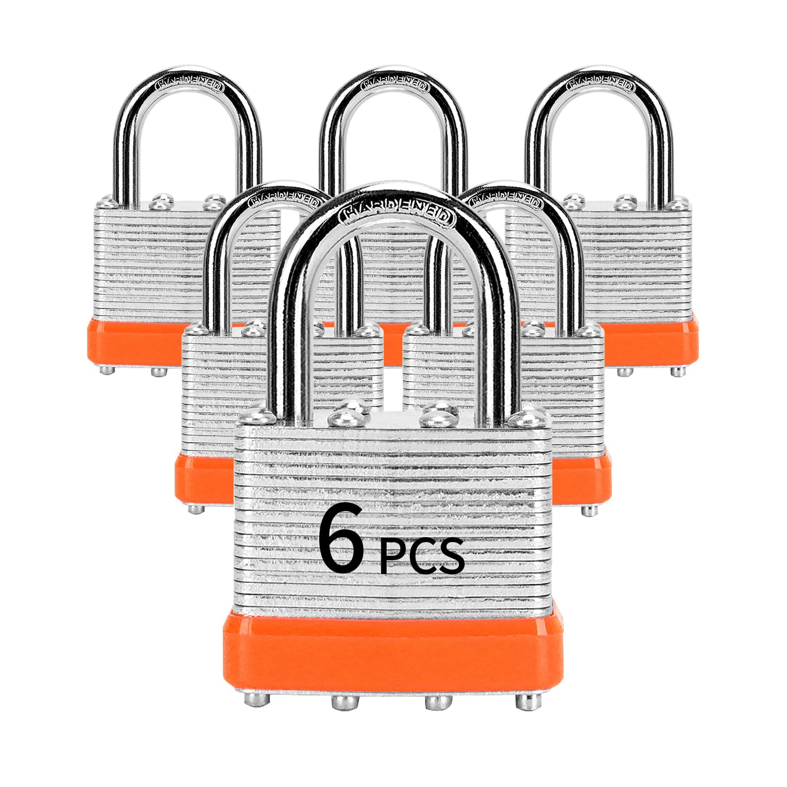 Padlocks with Same Key, LQYN 6 Pcs Laminated Keyed Padlock (1-9/16 ...