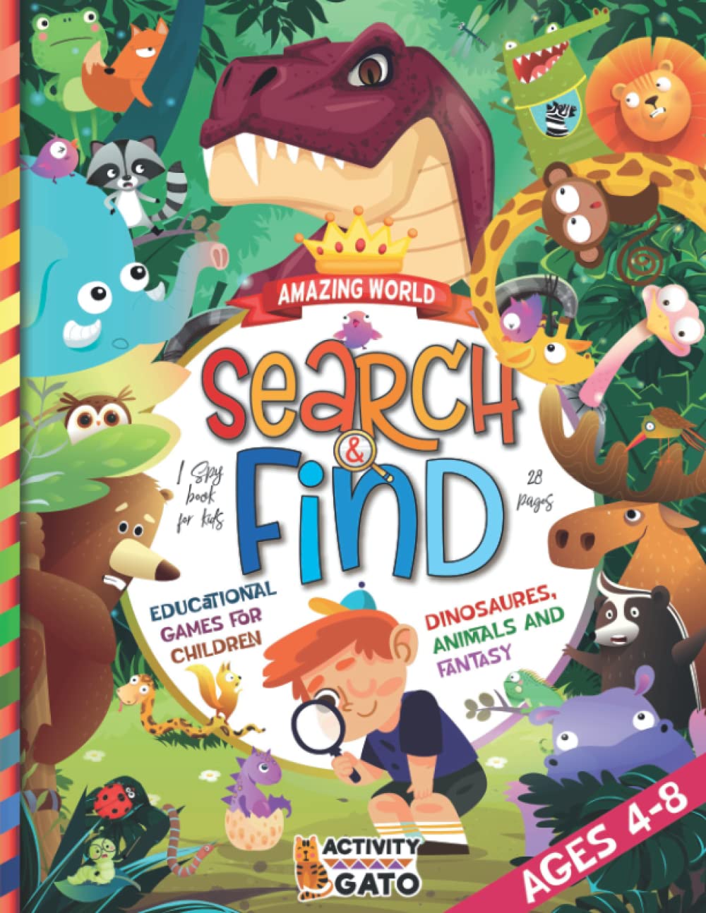 Search and Find book for children ages 4-8: I Spy Animals and Dinosaurs ...