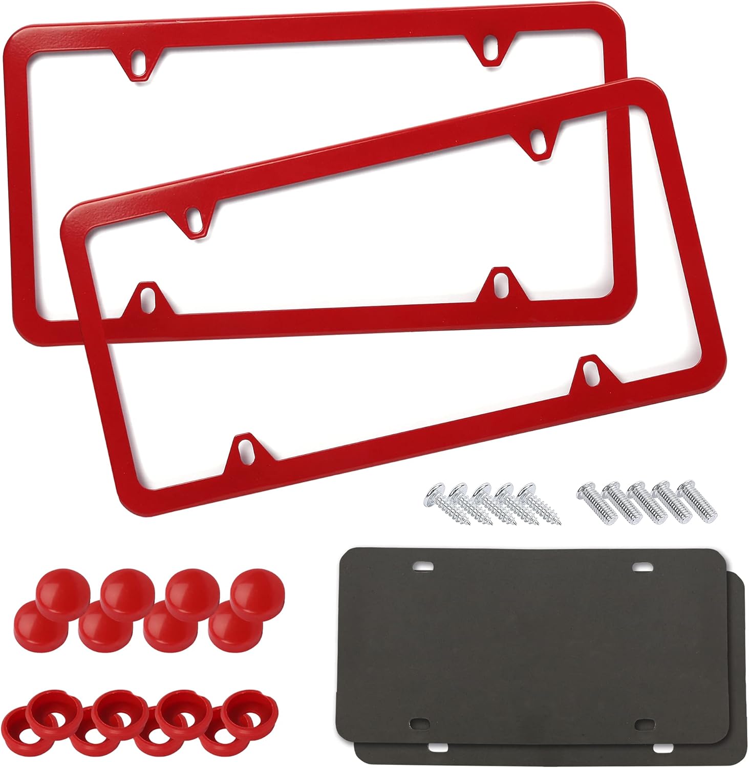 Amazon.com: LotFancy Red License Plate Frames, 2Pack 4 Hole Car License ...