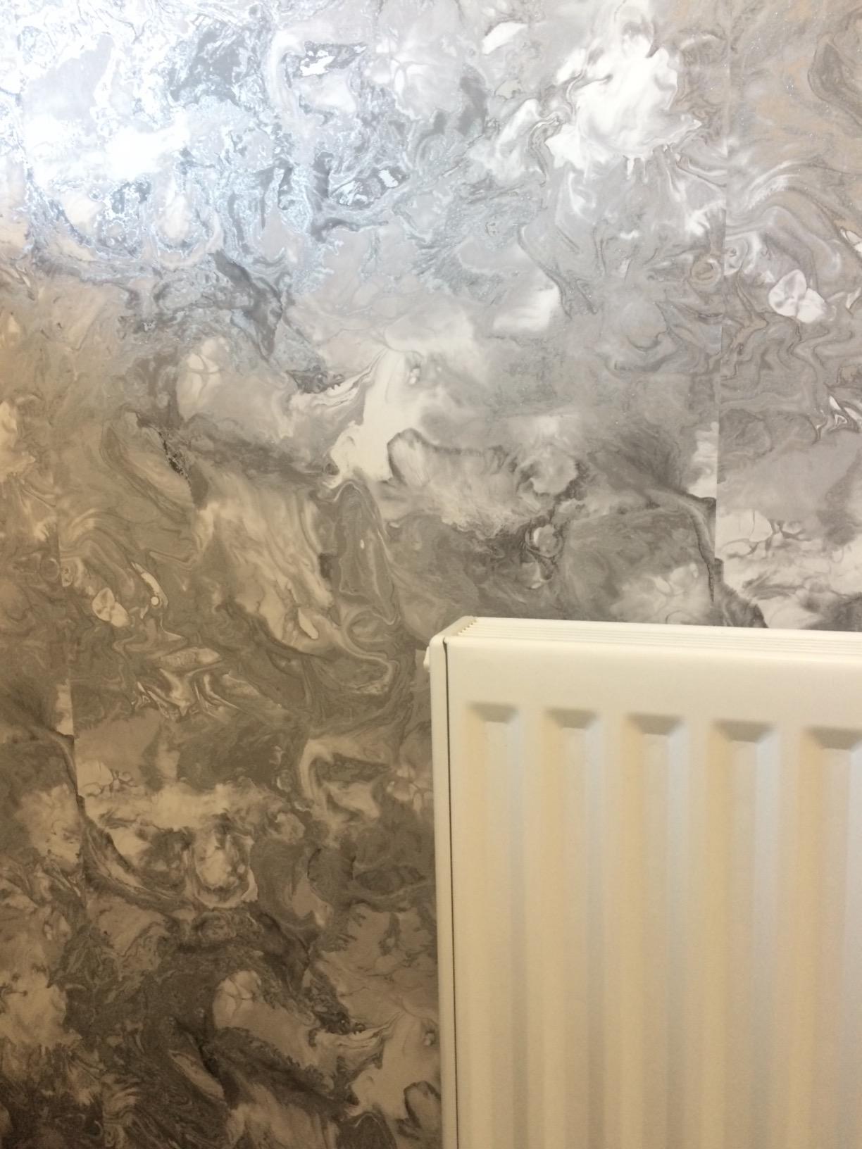 Metallic Marble by Debona Liquid Marble Silver Glitter Wallpaper (6335 ...