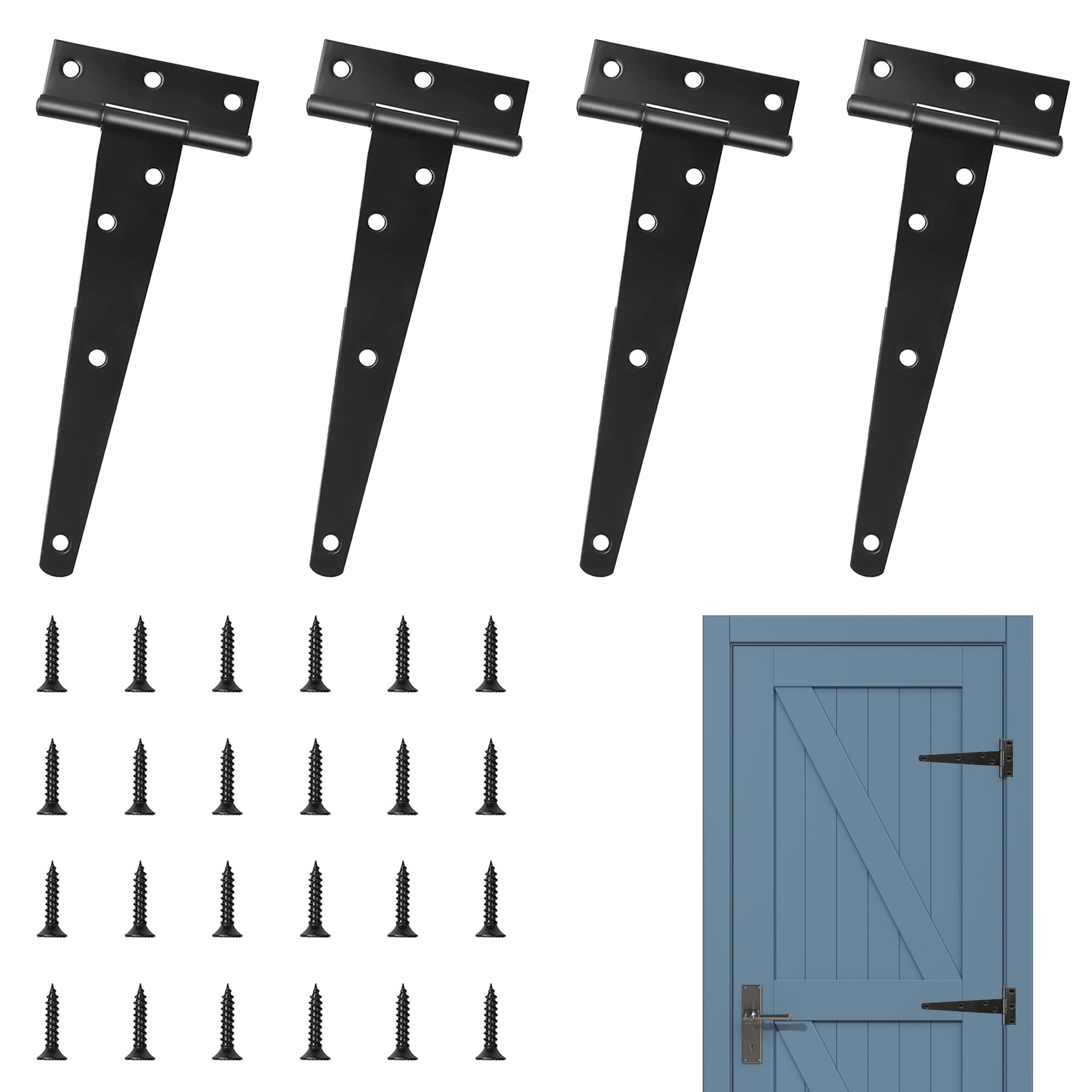 4 Pcs T-Gate Hinge,T Door Hinge with Mounting Screws,Heavy Duty Gate ...