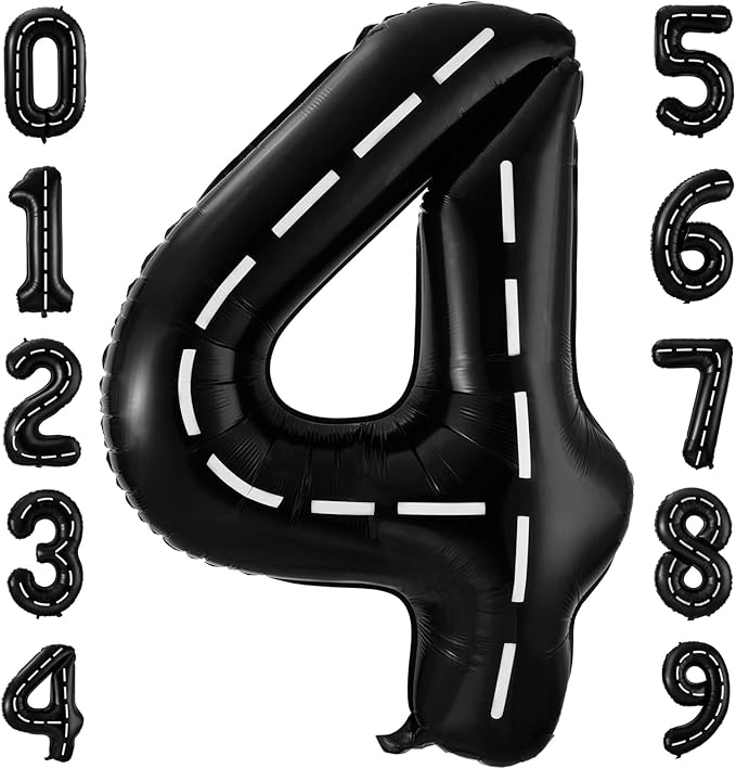 Amazon.com: Race Car Number 4 Balloons,40 Inch Racing Car 4 Birthday ...
