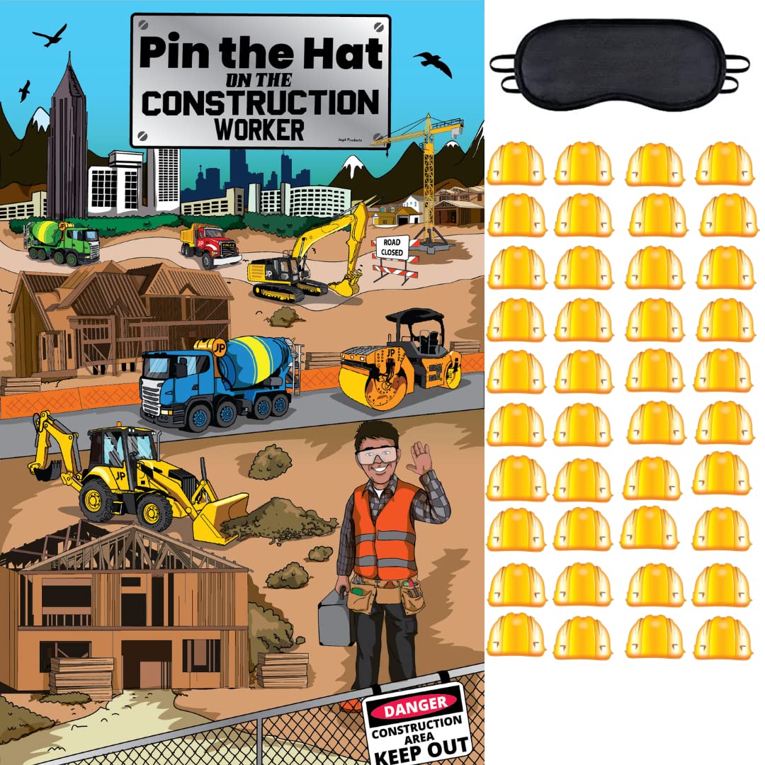 Amazon.com: Jayd Products, Pin the Hat on the Construction Worker, Kids ...