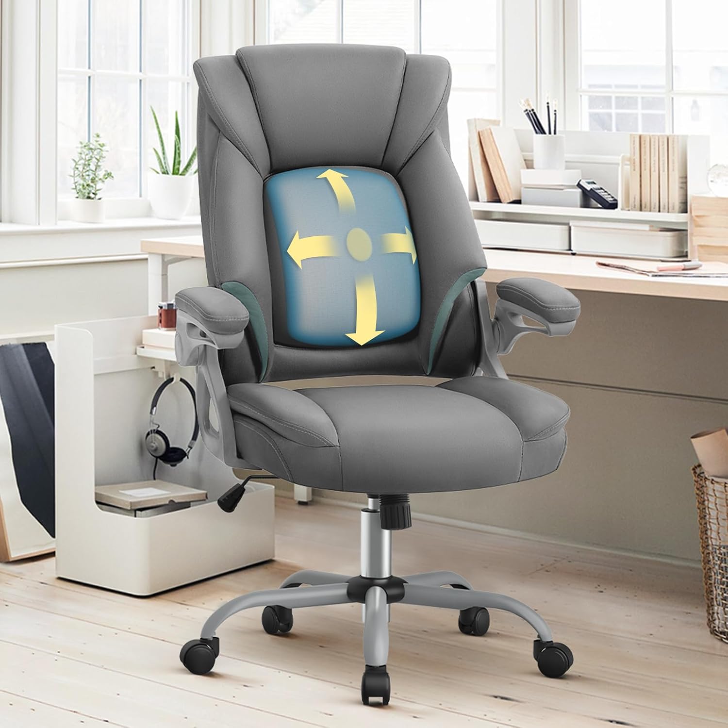 Amazon.com: YAMASORO Ergonomic Office Chair Dynamic Back Support Grey ...