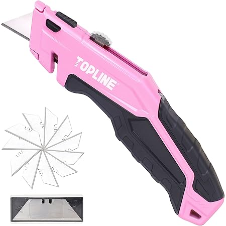 TOPLINE Retractable Pink Utility Knife, Retractable Pink Box Cutter ...