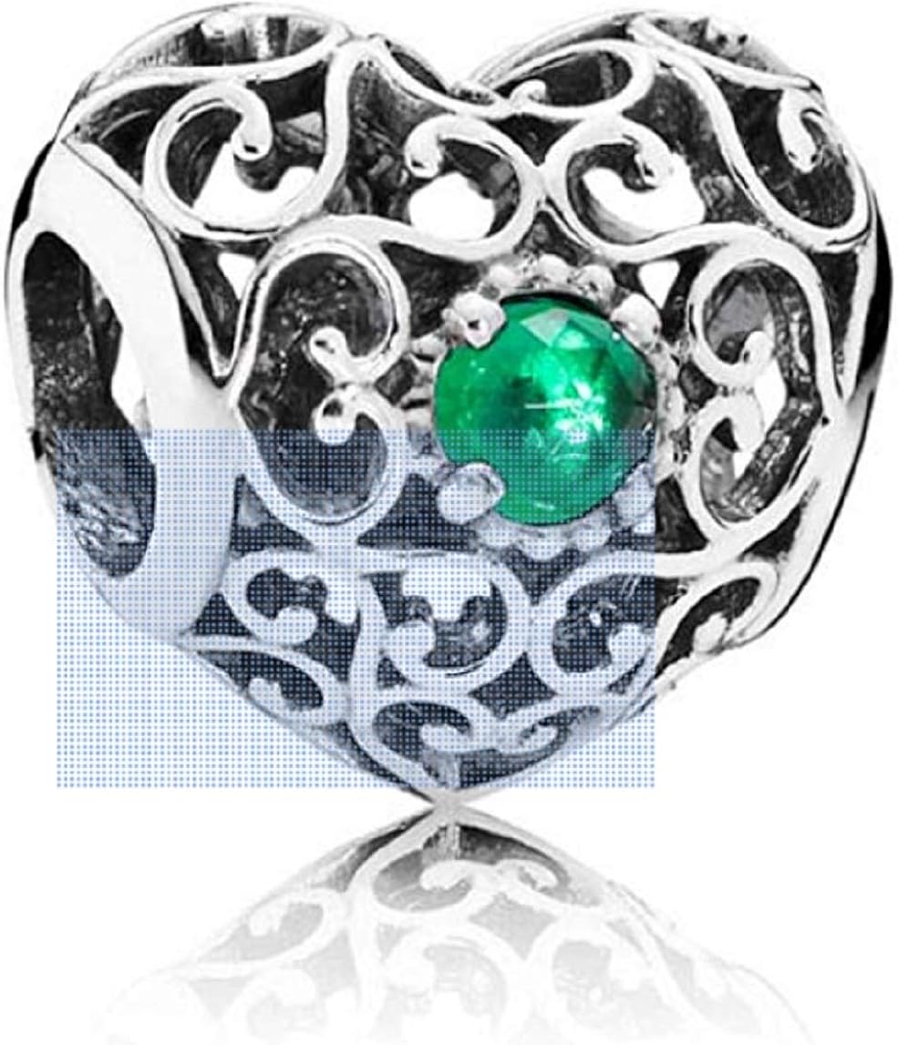 Amazon.com: PANDORA May Signature Heart, Royal-Green Crystal Charm, Two ...