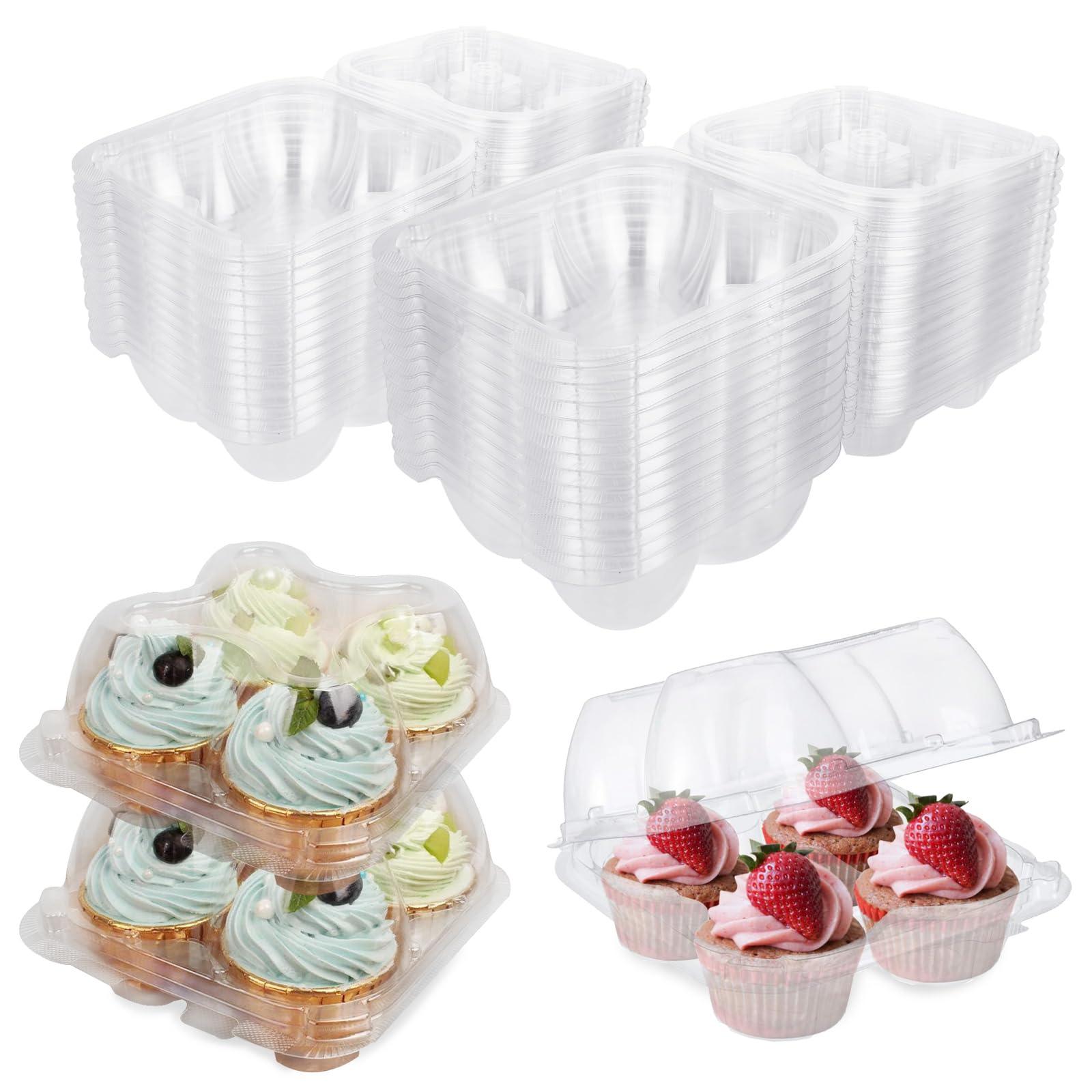 Amazon.com: ACXFOND 50 Sets Cupcake Containers, Plastic Cupcake ...