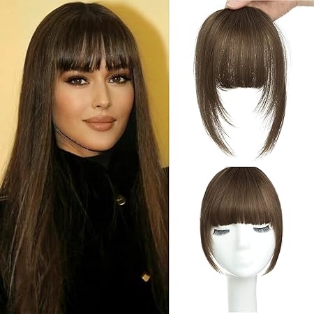 Amazon.com: Clip in Bangs, 100% Human Hair 3 Secure Clips in Full Blunt ...