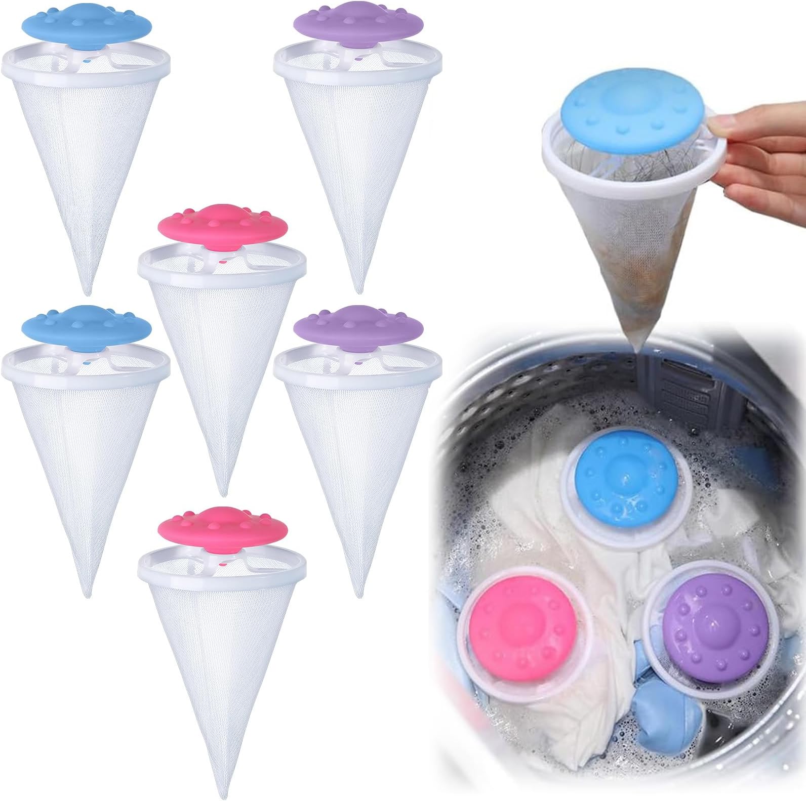 Nmoiat 6pcs Floating Hair Filtering Mesh Removal, Lint Traps for ...