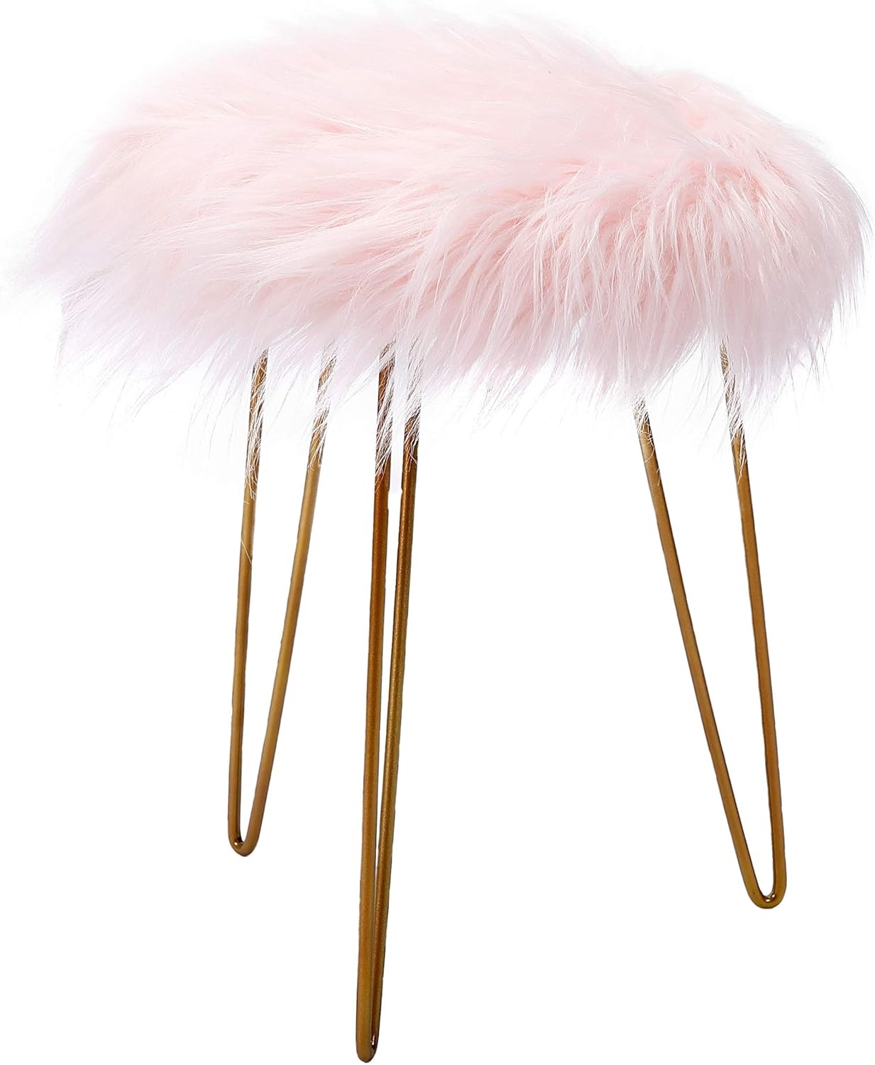 Round Faux Fur Foot Stool Ottoman - White with Philippines | Ubuy