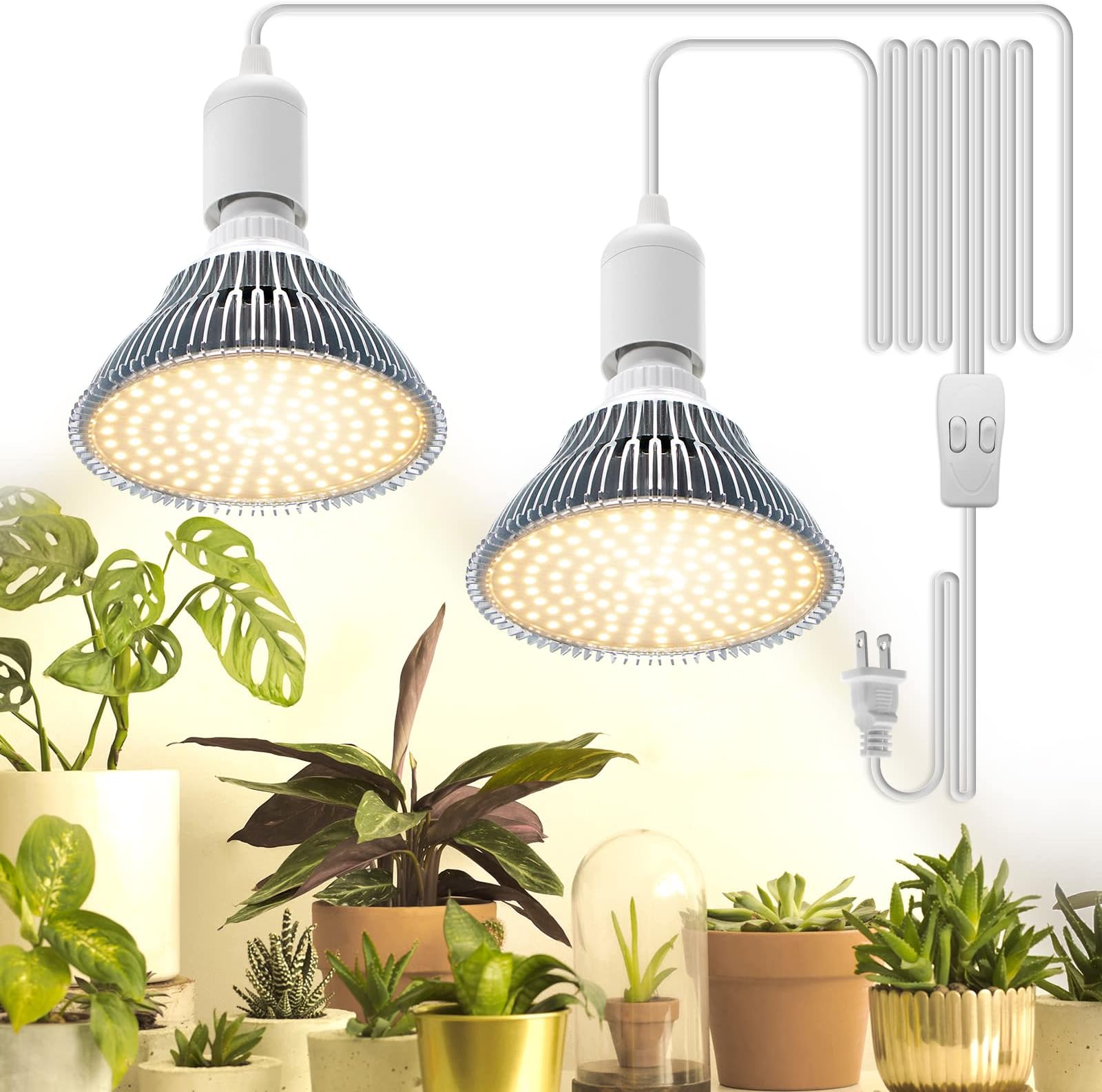 Bstrip Hanging Grow Light, 50W (25W X 2), One Cord Double Head, Led ...