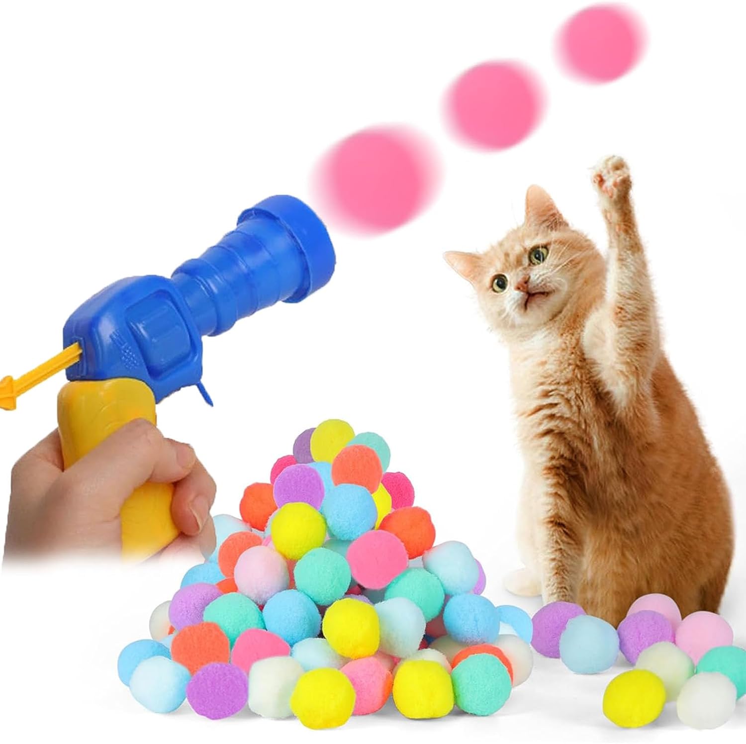 Plush Ball Shooting Gun for Cats, Cat Ball Toy Launcher, Interactive ...