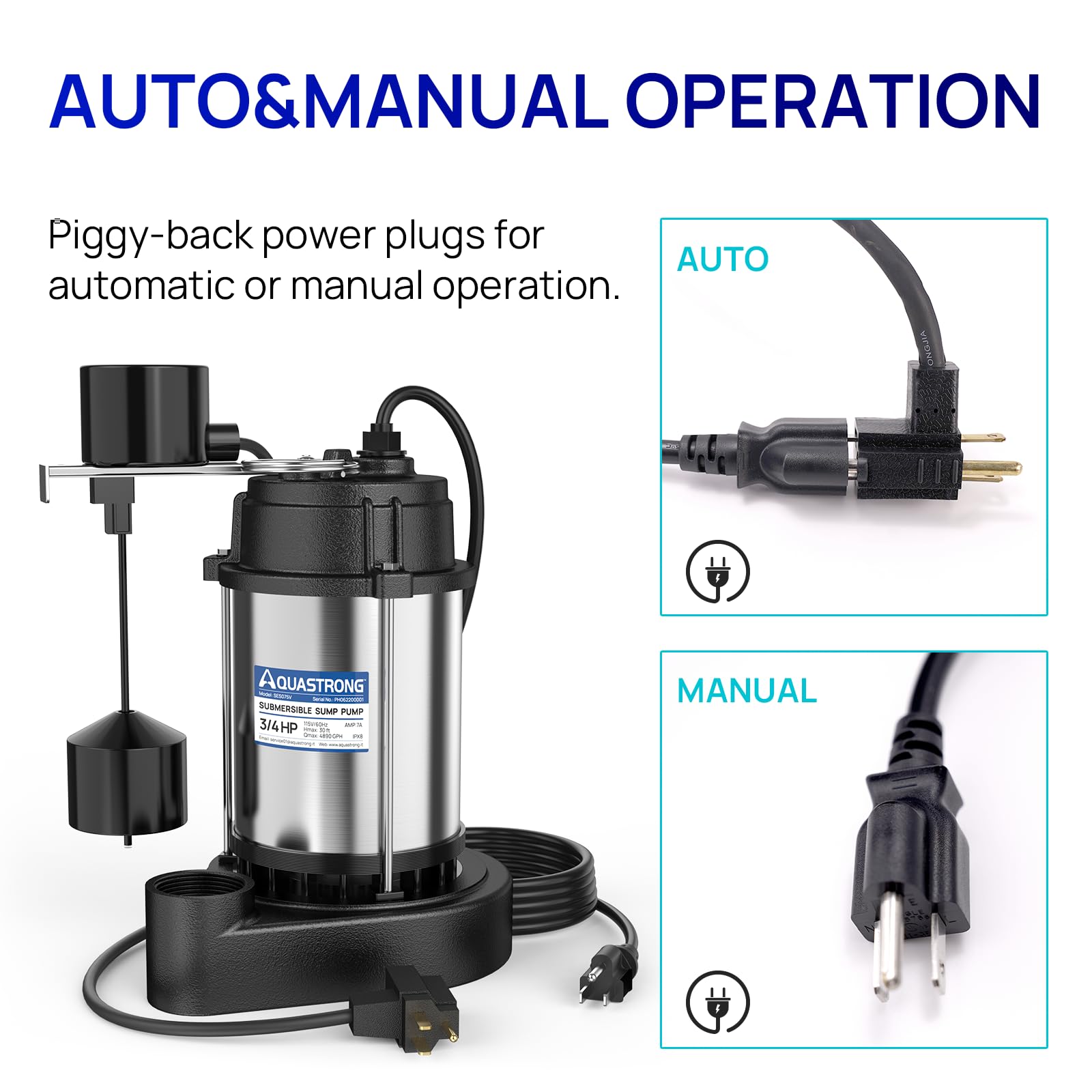 Snapklik.com : Aquastrong Sewage Grinder Pump, Cast Iron Effluent Pump ...