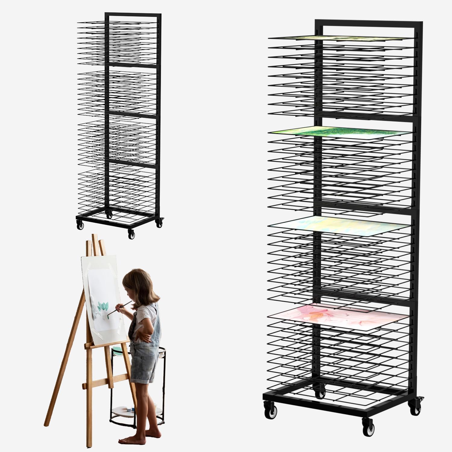 Amazon.com: MOOFI Art Drying Rack with 36 Removable Shelves, Painting ...