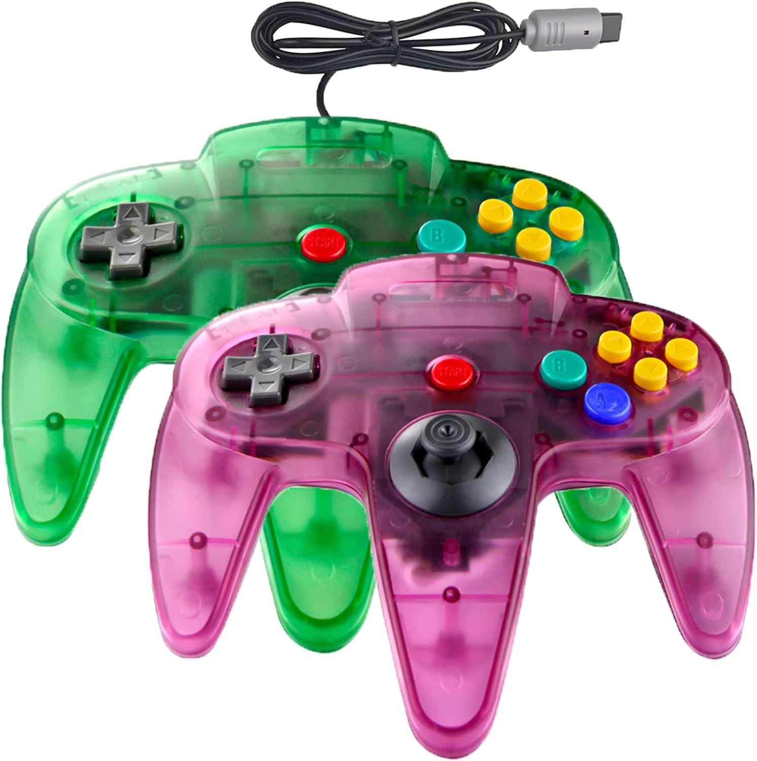 JINHOABF 2 Pack Classic N64 Controller,Wired N64 64-bit Gamepad ...