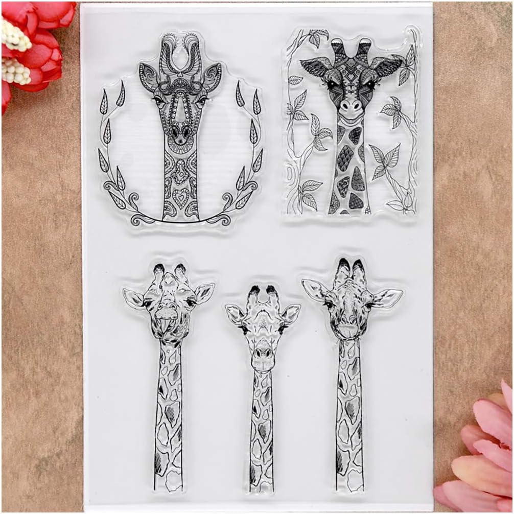 Amazon.com: Kwan Crafts Giraffe Deer Clear Stamps for Card Making ...