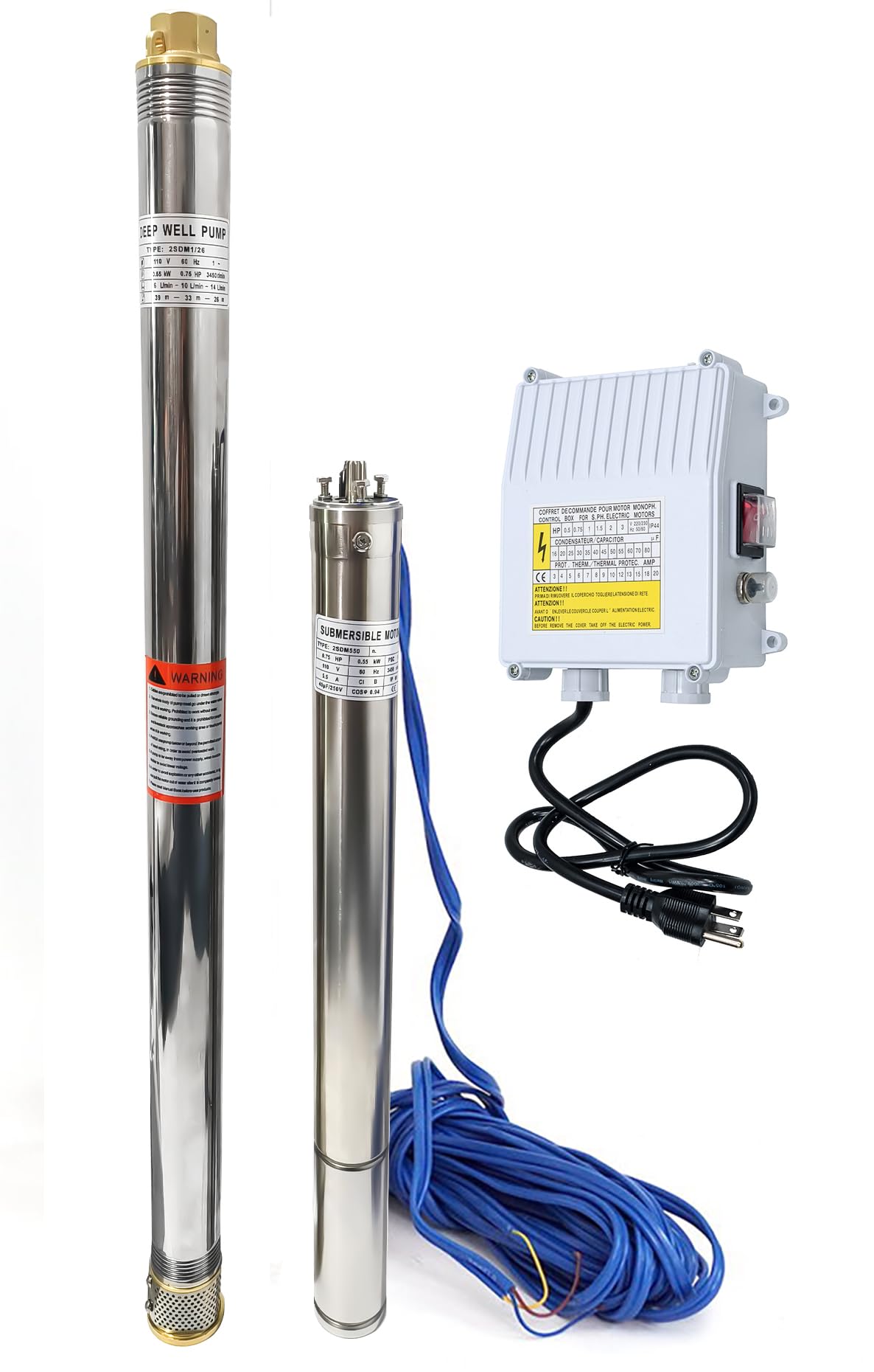 iMeshbean Submersible Well Pump, 2" Deep Well Pump Stainless Steel Deep ...
