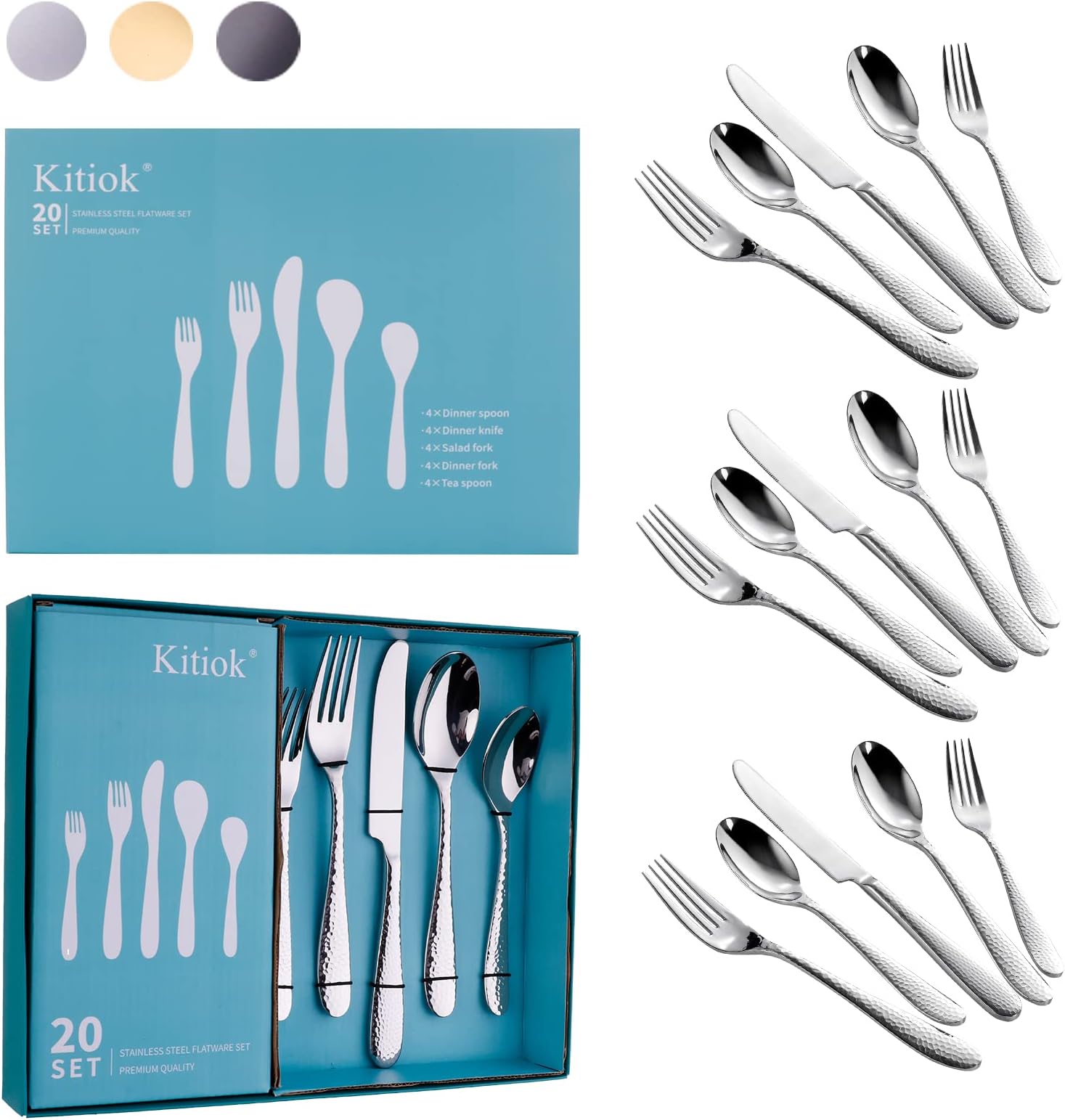 Amazon.com: Gourmet Settings 60-Piece Silverware Resto Collection ...