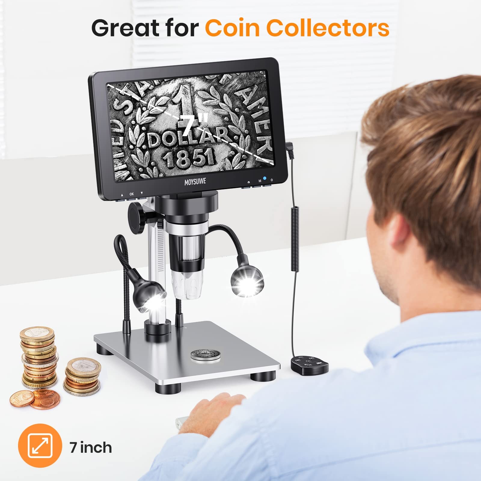 Snapklik.com : MDM9 7" LCD Digital Microscope 1200X 6 Inch Extension ...
