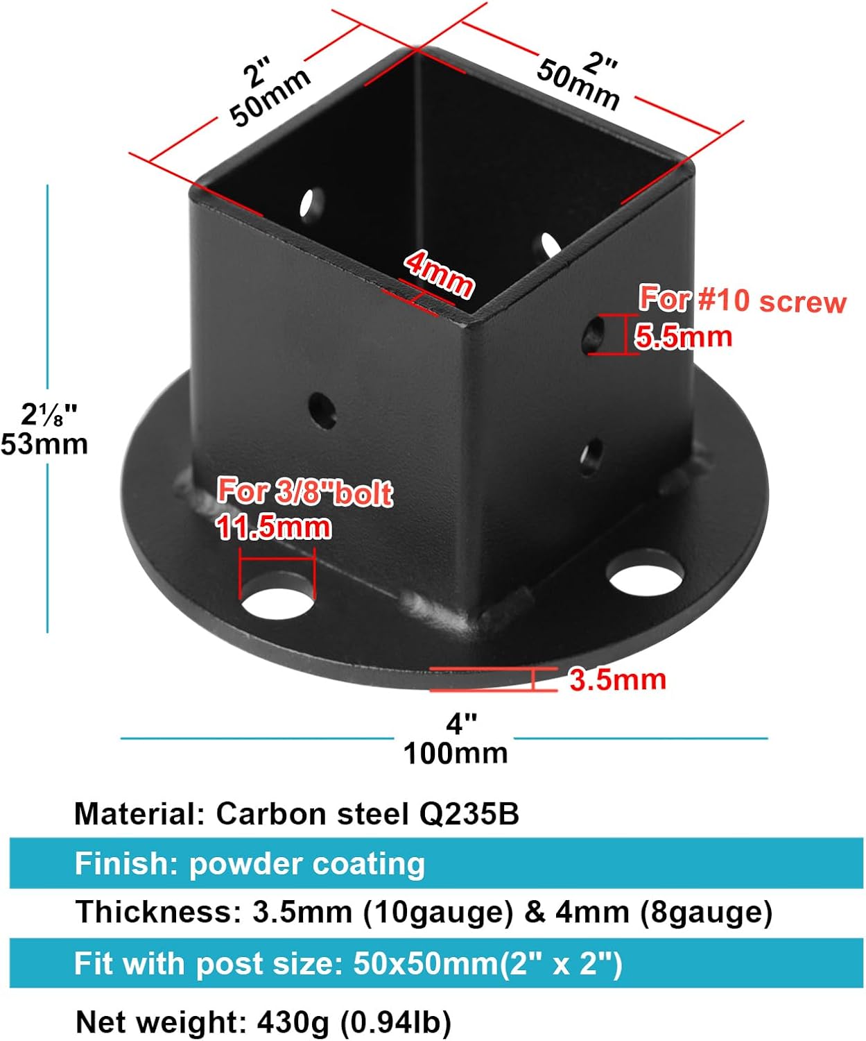 4 Pack 2x2 inch Deck Railing Bracket Post Flange Philippines | Ubuy