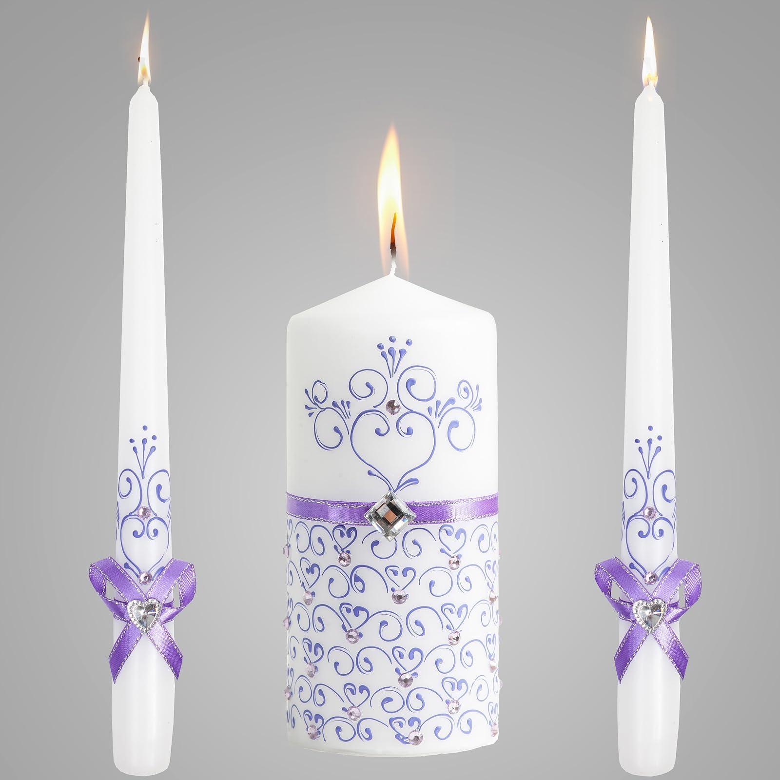 Amazon.com: Wedding Candles for Ceremony Set Violet - Unity Candles Set ...